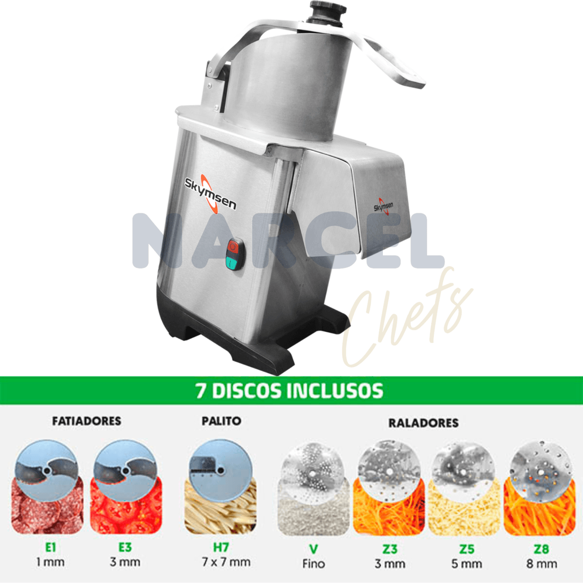 Processador de Alimentos Skymsen PA7 Pro 7 Discos Inclusos - Narcel Chefs